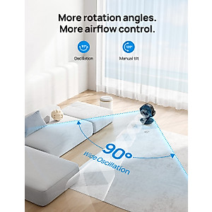 Dreo Fan for Whole Room, 70ft Powerful Airflow, 13 Inch Quiet Oscillating Table Fans with Remote, Air Circulator Fan for Bedroom, 120° Adjustable Tilt, 4 Speeds, 8H Timer, Home,Office
