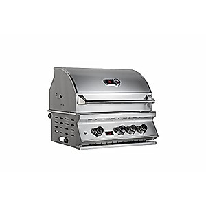 Bonfire CBB3LP 28" 3-Burner Built-in Propane Gas Grill Outdoor with Rear Infrared Burner and Rotisserie,304 Stainless Steel