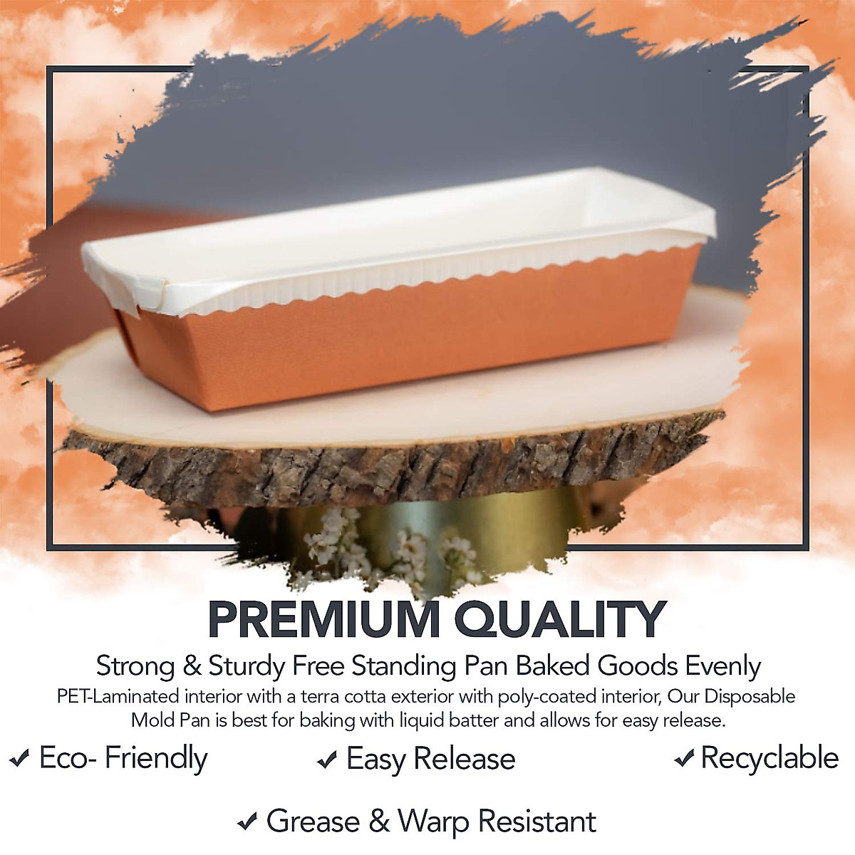 Paper Loaf Pans – 24pcs, 6.5” x 2.5”, 1.75”, 14oz – Oven, Microwave & Freezer Safe – Paper Cake Pans You Can Take From Bake to Serve – Non Stick, Disposable Molds for Runny, Thick & Dough Batter