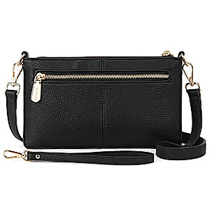 BOSTANTEN Small Purses for Women Crossbody Bags Leather Wristlet Purses Envelope Clutch Purse Black