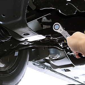 AZUNO 6 pcs Double Offset Box End Reversible Ratcheting Wrench Set, Metric, Ratchet Spanner Crooked for Narrow Spaces