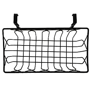 TOPZEA 2 Pack Grid Storage Baskets with Hooks, Metal Hanging Basket Kitchen Storage Organizer Holder Over Cabinet Door Basket for Cutting Board, Kitchen Wrap, Foil, Cleaning Supplies, Bakeware