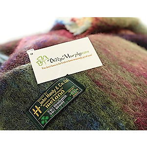 Genuine Irish Angora Mohair & Wool Throw Blanket Imported from Ireland, 72"x54" Inches, Traditional Celtic Style, Super Soft Feel & Warmth, Plaid Multicolor