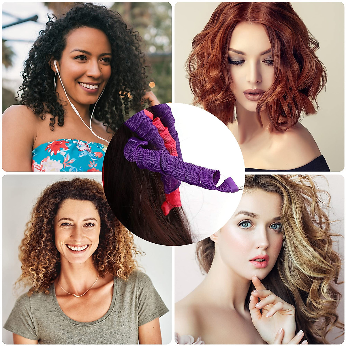 40pcs No Heat Hair Curlers Heatless Spiral Curlers with Styling Hooks 22inch/55cm Magic Hair Rollers No Heat Damage DIY Styling Kit for Women Kids Long Medium Hair