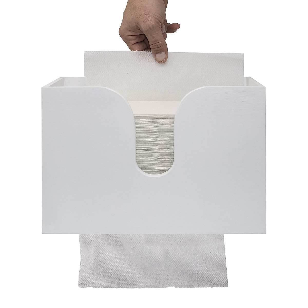 Bamboo Paper Towel Dispenser, Paper Towel Holder Wall Mount & Countertop for Kitchen and Restroom Decor - Holds Multifold Paper Towel, C Fold, Trifold Hand Tissue Napkins.