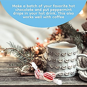 LaetaFood Peppermint Striped Hard Candy Drops, Individually Wrapped (1 Pound Bag - Approx. 75 Count)