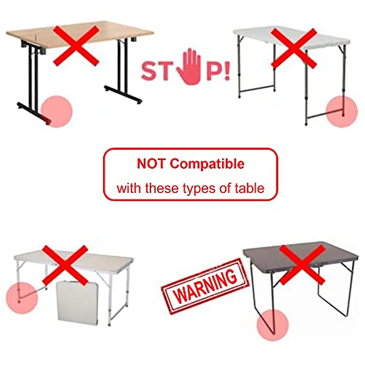 TEH SMART Table Leg Extenders for Folding Table – 4-Pack Table Risers for Straight and Bent Legs – Highly Durable Steel Construction – 16 Inches Height – Ideal for Back Pain (Black, 400x35)