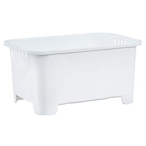 Glad Kitchen Sink Wash Basin for Dishes | Large Plastic Tub with Drain Plug | Multipurpose Dishpan for Cleaning Tableware | Sinkware Accessories, White