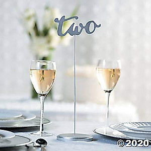 Silver Table Numbers (1-12 wooden calligraphy) Wedding and Party Supplies