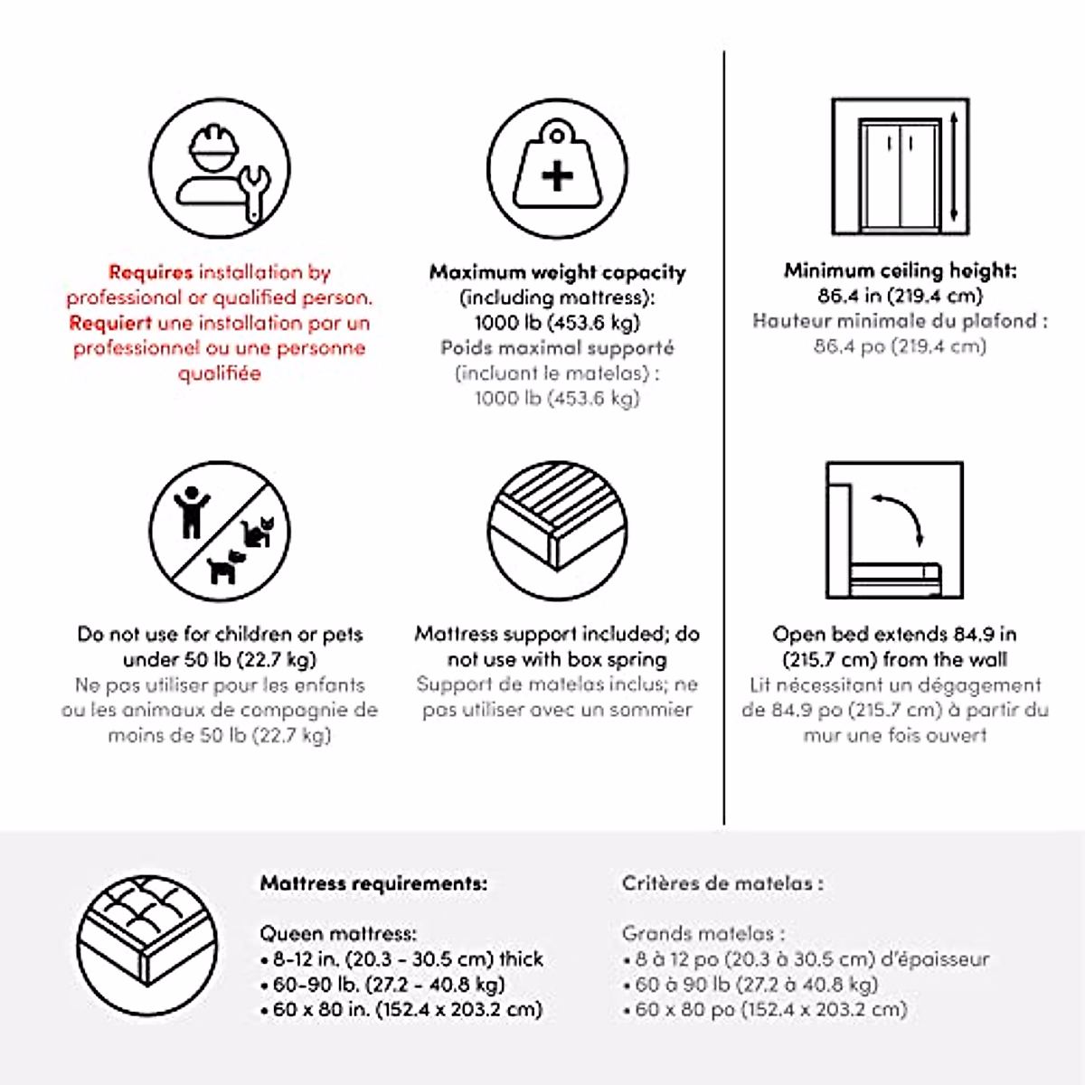 Bestar Pur Queen Murphy Bed and 2 Storage Units with Drawers, 115-inch Space-Saving Wall Bed