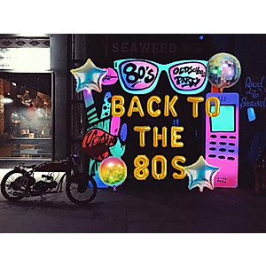 JeVenis 5 PCS Back To The 80s Balloon Banner 80s Retro Party Balloon 80s Party Decorations 80s Party Supplies 80s Themed Party Hip Hop Party 80s Photo Backdrop