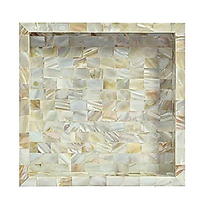 Wonderlist Handicrafts Mother of Pearl Bathroom Accessories Designer Bath Ensemble 100% Handmade Tray