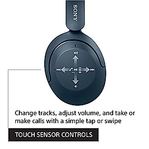 Sony WH-XB910N Extra BASS Noise Cancelling Headphones, Wireless Bluetooth Over The Ear Headset with Microphone and Alexa Voice Control, Blue (Amazon Exclusive) (Renewed)