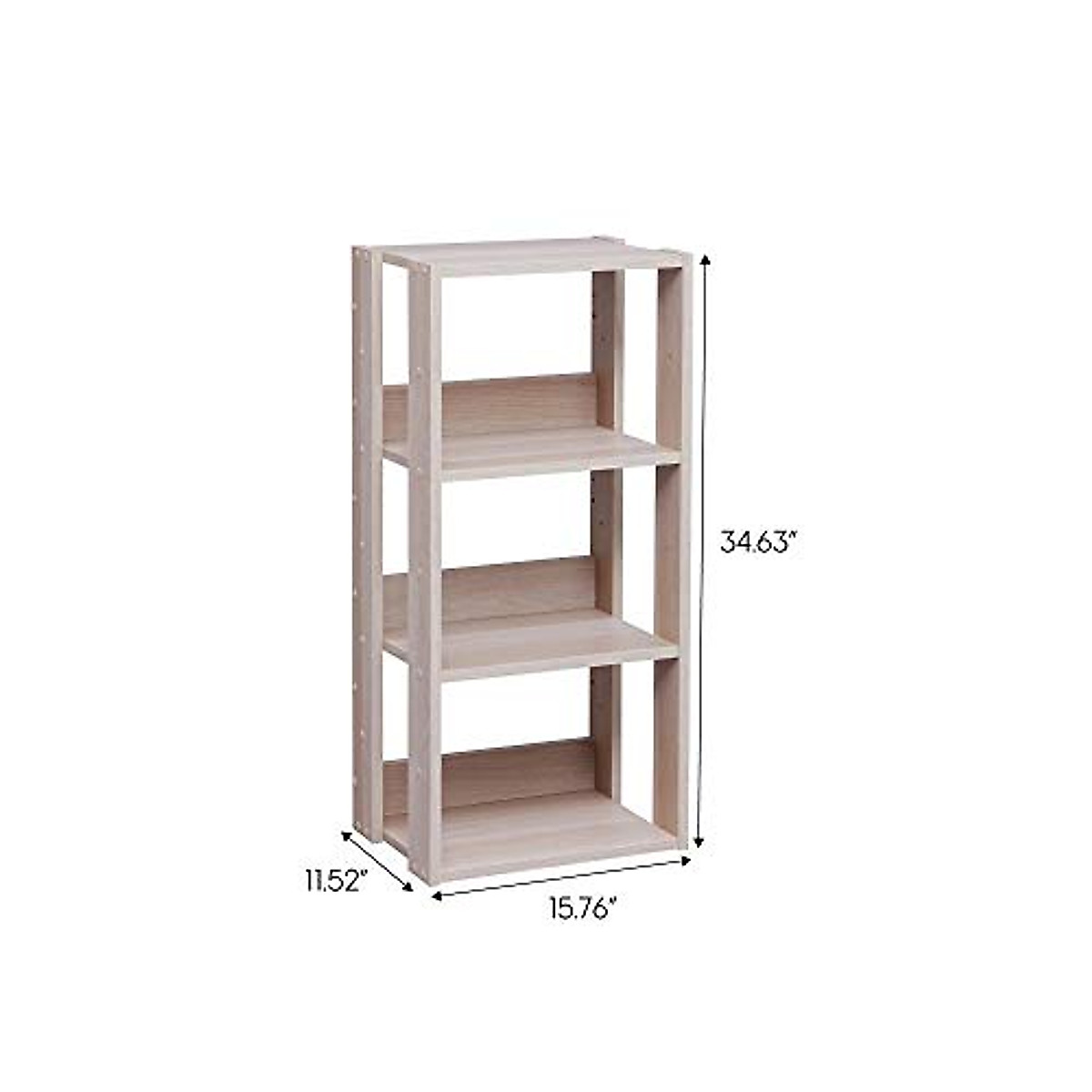 IRIS USA 3-Shelf Space Saving Open Wood Shelving Set, 2 Pack, Light Brown, Medium and Slim
