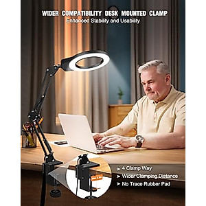 10X Magnifying Glass Light Stand Desktop Lamp Desk Table Close Work Up for Crafting, Model Assembly, Reading, Sewing, Jewelry Making ,Easy Adjustable Head Controller, Wide Compatibility Clamp