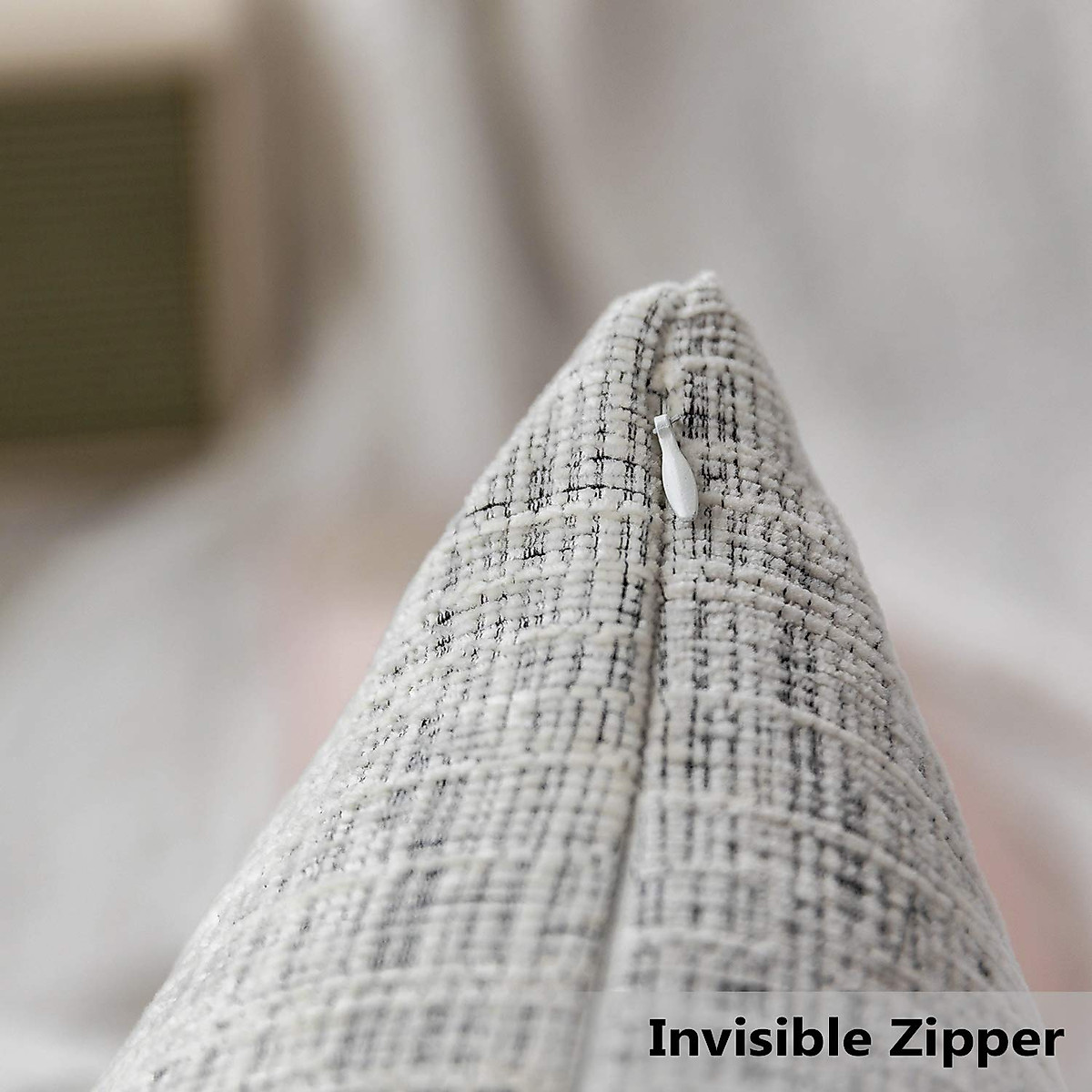 Home Brilliant Decorative Accent Pillow Covers Chenille Throw Pillows for Couch Bedroom Plush Cushion Cover for Sofa, 2 Pack, 18x18 inch (45cm), Cream Mixed Black