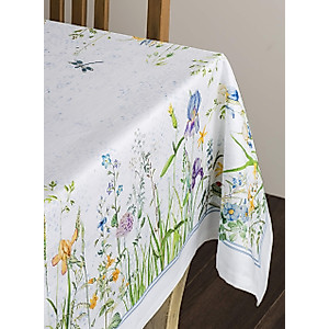 Maison d' Hermine Table Cover 100% Cotton 54"x72" Decorative Tablecloth Washable Rectangle Tablecloths, Dining, Home, Wedding, Banquet, Buffet, Fleurs De Mai - Spring/Summer