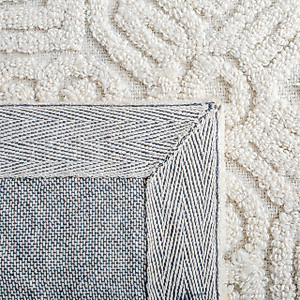 SAFAVIEH Textural Collection Area Rug - 5' x 8', Ivory, Handmade Wool, Ideal for High Traffic Areas in Living Room, Bedroom (TXT101A)