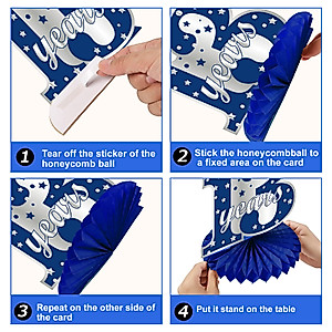 Kauayurk 8Pcs 13th Birthday Decorations Table Centerpiece Party Supplies for Boy, Blue Silver Happy 13 Year Old Birthday Honeycomb Centerpieces Decor, Thirteen Birthday Table Topper