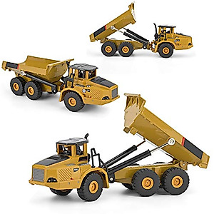 Jeanoko Engineering Dump Truck Toy, Dump Truck Model High Simulation Alloy Educational 1:50 for Kids for Car Vehicle Toy