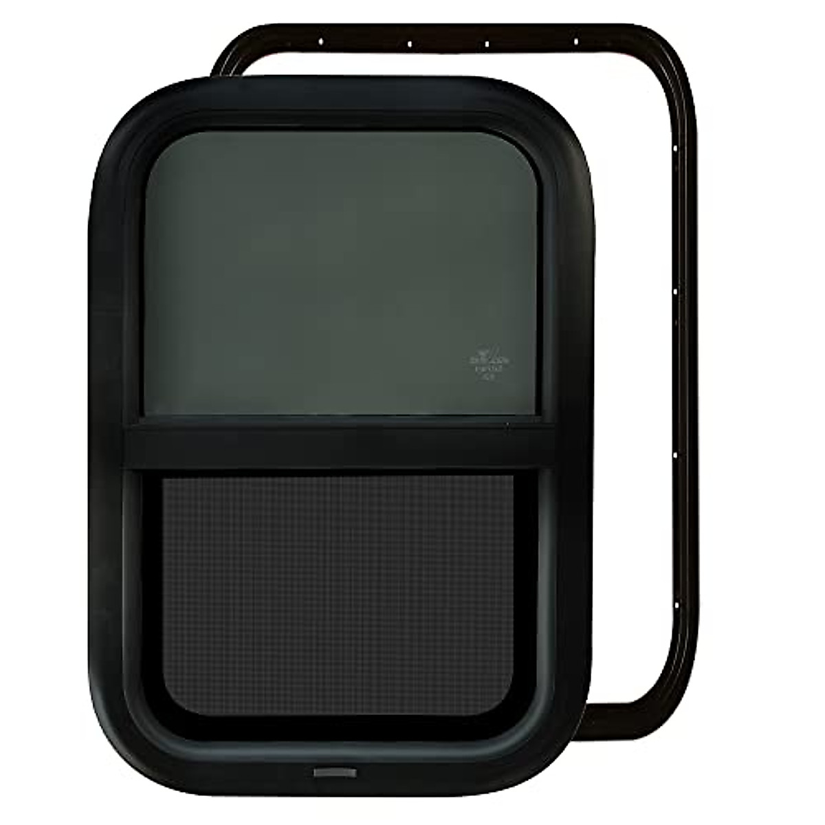 Aucuda RV Windows with Trim Rings, 15" W x 22" H Replacement RV Windows for 1-3/4’’ Wall Thickness, Vertical Slide Trailer Window with Screen, DOT Certification Qualified Camper Window.