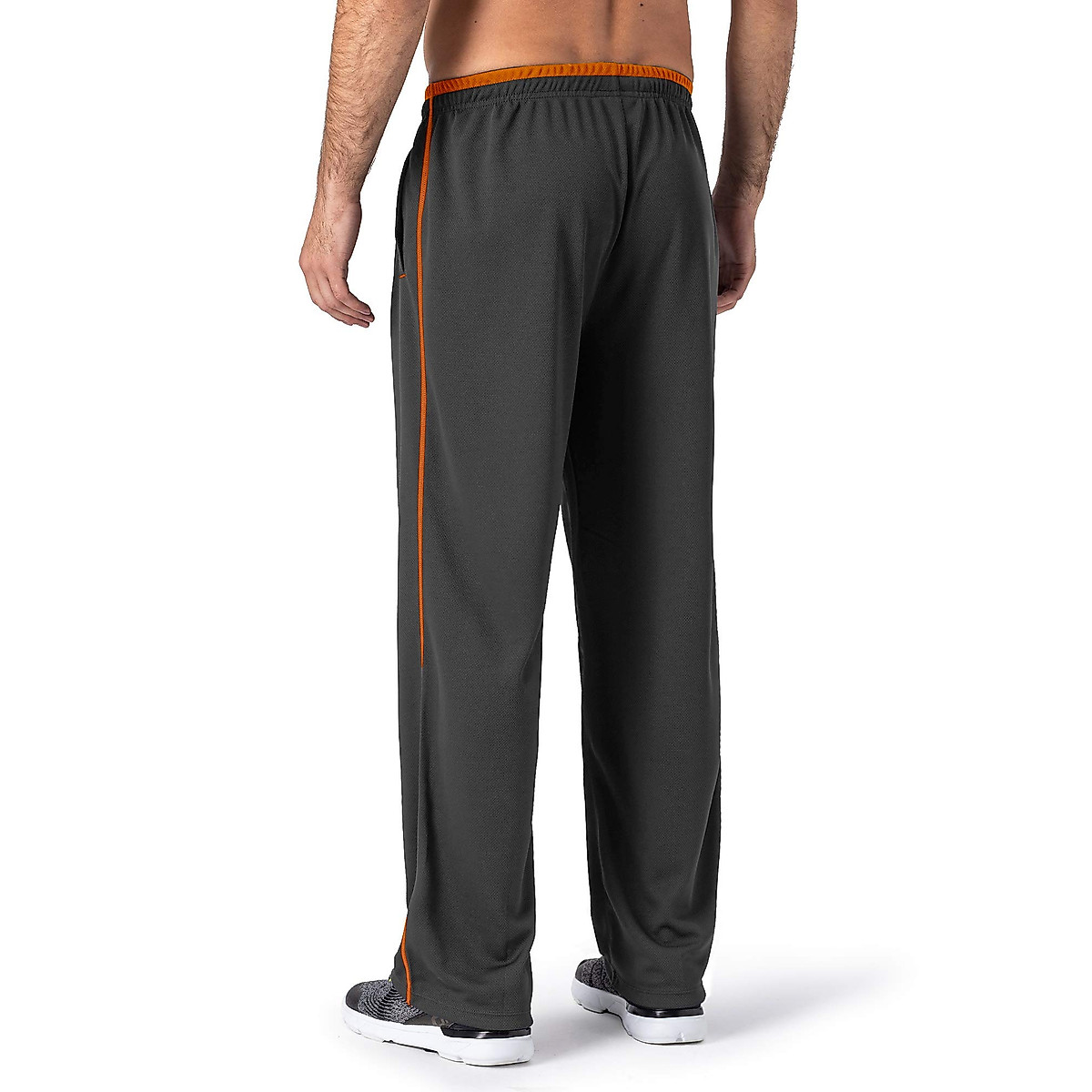 MAGNIVIT Workout Pants for Men Athletic Basketball Soccer Warm Up Pant with Pockets Grey/Orange