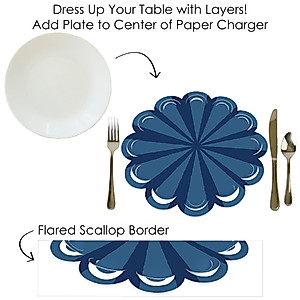 Big Dot of Happiness Navy Stripes - Simple Party Round Table Decorations - Paper Chargers - Place Setting For 12