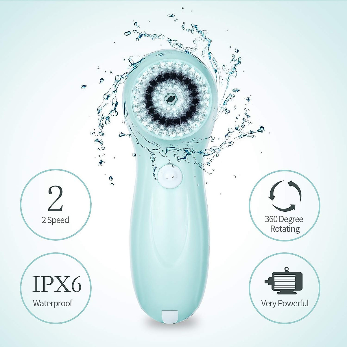 UBBETTER Face Brush Facial Brush Rechargeable Rotating Waterproof Cleansing Brush Set NEW style 2 Speeds With 3 Brush Heads Blackhead Remover Exfoliating Massage