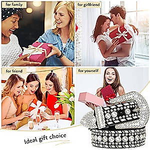HooLing Women Rhinestone Belt Western Cowgirl Bling Studded Belts Stylish Artificial Leather Belt for Jeans Pants (Black) Adult size