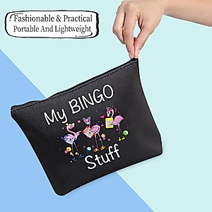 JXGZSO Funny Bingo Lover Gift Gambler Gift My Bingo Stuff Lucky Bingo Cosmetic Makeup Bag Bingo Player Gift (Bingo Black)