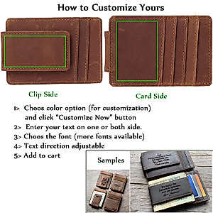 Eurynome Money Clip For Men, Personalized mens Front Pocket Wallet With Money Clip, Genuine Leather Wallets, Gift For Men (Brown 01)
