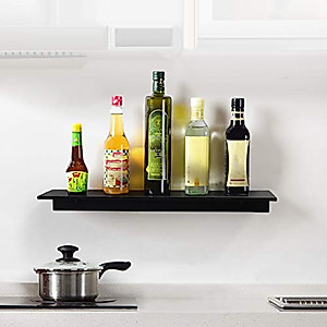 TLBTEK 2 Pcs 16inch Black Floating Shelves,Rustic Farmhouse Floating Shelves Wall Mounted Storage for Bathroom, Bedroom, Living Room, Kitchen