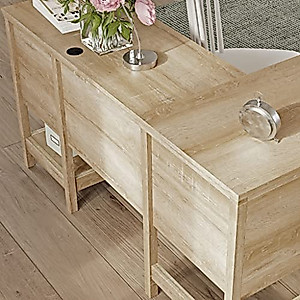 Sauder Adaline Cafe L-Desk, L: 59.65" x W: 59.65" x H: 29.92", Orchard Oak Finish