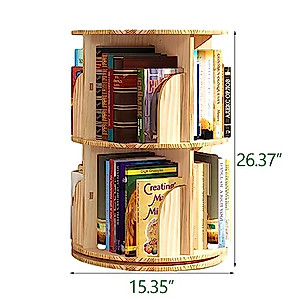 Lexza Bookshelf for Kids,2 Tier 360° Rotating Stackable Shelves Bookshelf Organizer, Standing Bookcase Storage Rack, Bookshelves for preschoolers' classrooms,Daycare,bedrooms,Nursery,playrooms.
