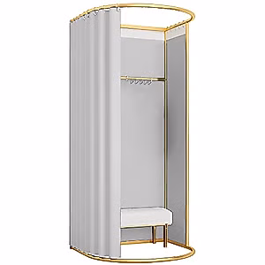 ARKANTOS Portable Changing Room Dressing Room with Shading Curtain Clothing Store Fitting Room Frame with Curtain and Hook, Changing Room for Clothing Store (Silver-Grey)