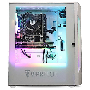 ViprTech Prime Gaming PC Computer Desktop - Intel Core i5 3rd Gen, GeForce GTX 750 4GB, 16GB RAM, 1TB HDD, WiFi, RGB Lighting, Windows 10 Pro, Streaming, Editing, White