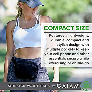 Gaiam Fanny Pack Running Belt Bag - Sidekick Waist Pack Cell Phone Holder Exercise Gym Slim Zipper Workout Pouch Jogging Bag | Multi Pocket, Adjustable Fit, Walking, Runner Accessories Women, Men