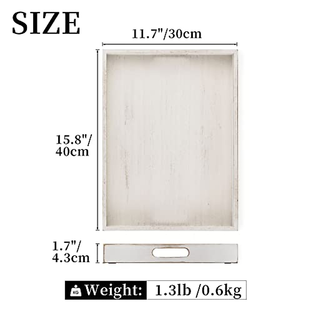 Hanobe Serving Tray with Handles: Rustic Decorative Wood Rectangle Trays with Cutout Handles for Coffee Table Breakfast Ottoman Living Room Kitchen Home Decor, Light Brown