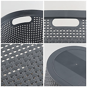 Saedy 4 Packs Plastic Laundry Clothes Baskets, 40L, Large Laundry Hamper with Cutout Handle