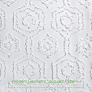 OWENIE White Blackout Curtains 84 inch Length 2 Panel Set, Sheer with 100% Blackout Curtain Liner Thermal Insulated, 3D Jacquard Clip Double Layer Rod Pocket Back Tab Panel Drapes, 2 Panels, 52 x 84