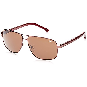 Lacoste Men's L162S Rectangular Sunglasses, Brown/Brown, 61 mm