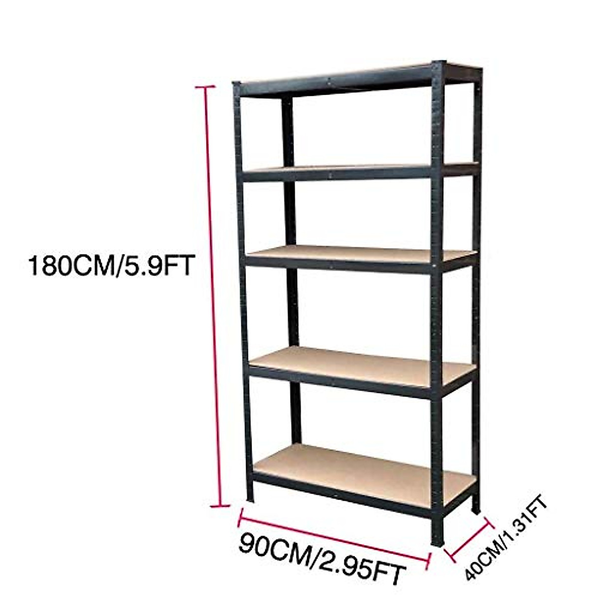 Metal Storage Shelves with Bolt-Less Design Freestanding Storage Shelves Height and Layout Adjustable for Workshop Bookshelf Shed Office Heavy Duty Racking Shelves(180CM)