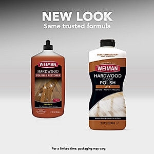 Weiman Wood Floor Polish and Restorer 32 Ounce (2 Pack) - High-Traffic Hardwood Floor, Natural Shine, Removes Scratches, Leaves Protective Layer