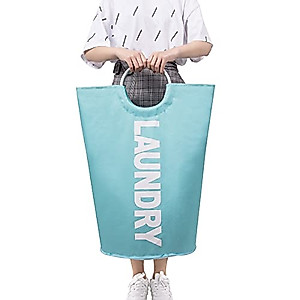 ZERO JET LAG 82L Large Laundry Basket Collapsible Fabric Laundry Hamper Bag Foldable Laundry Bag With Handles Waterproof Washing Clothes Bin Bag Dirty Cloth Storage Hamper Bag (Light Blue, L)