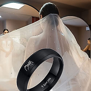 AKEL DOAP Personalized Matching Promise Rings for Couples Set with 2 Rings Engagement Rings Set Rings for Him and Her Engraved Promise Rings for Couples Christmas Gift (Style 2)