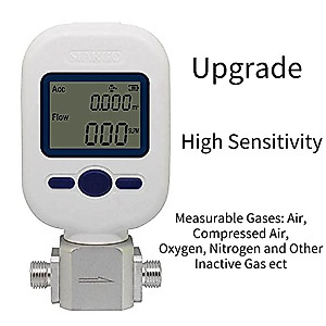 cjc Digital Gas Flow Meter Tester, Portable Gas Mass Air Nitrogen Oxygen Flow Rate Meter (MF5712 (0-250L/min))