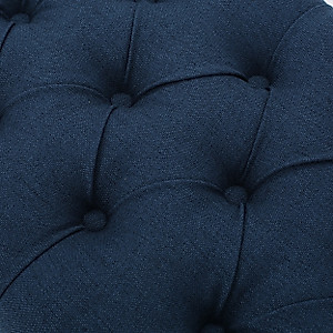 Christopher Knight Home Scarlett Fabric Ottoman Bench, Dark Blue 17.25”D x 41.00”W x 16.75”H