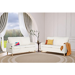 TYBOATLE Modern Living Room Sectional Sofa Sets 2 Piece, 55” W Upholstered Loveseat Couch w/ 2 USB Charging Ports and 2 Comfy Accent Arm Chairs for Small Space, Apartment, Office (Dark Grey)