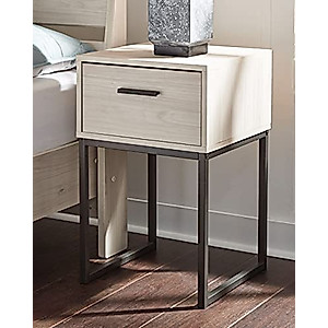 Signature Design by Ashley Socalle Modern Industrial Nightstand, Natural Beige