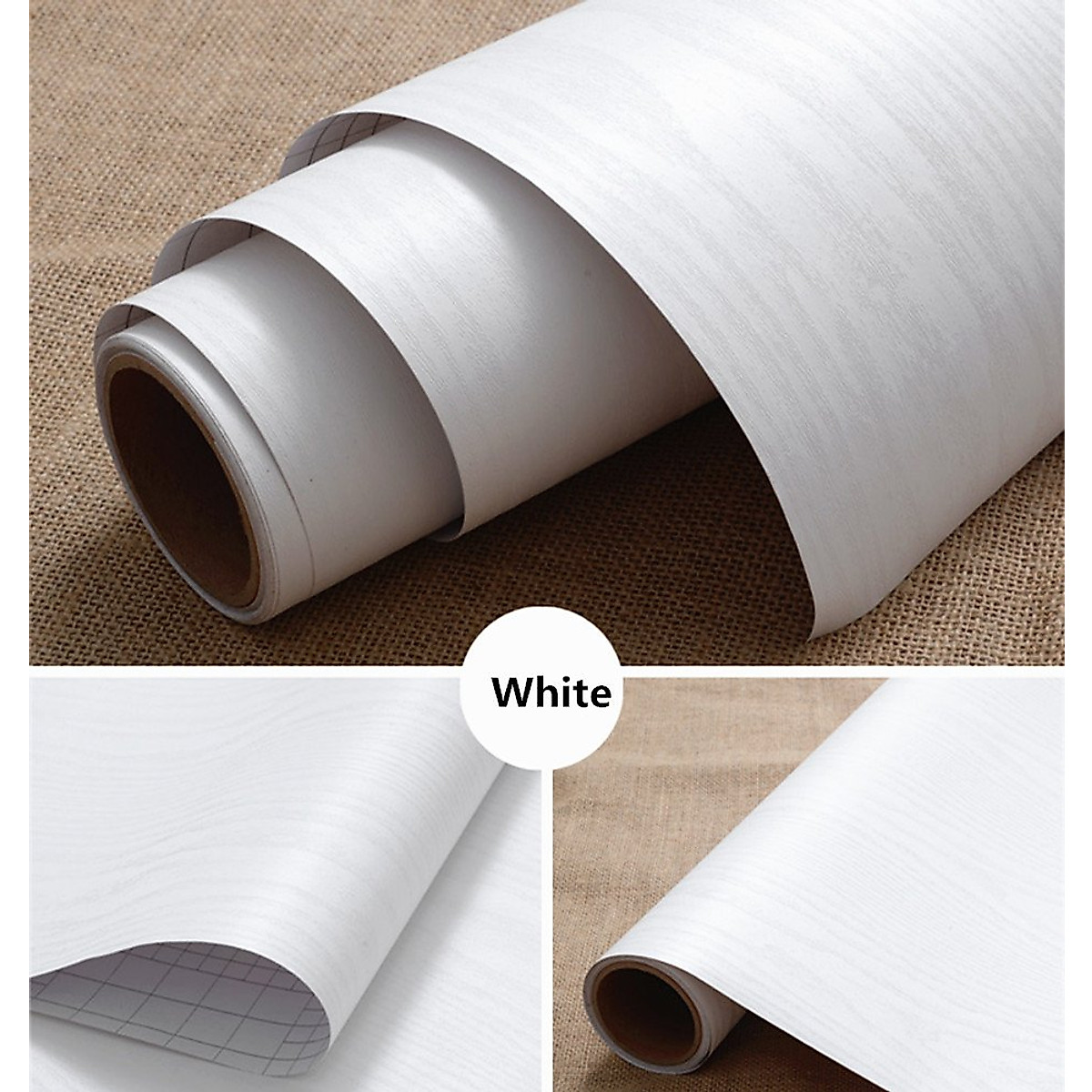 Moyishi Self Adhesive White Wood Grain Furniture Stickers PVC Wallpaper cabinets Gloss Film Vinyl Counter Top Decal 15.7''x79''